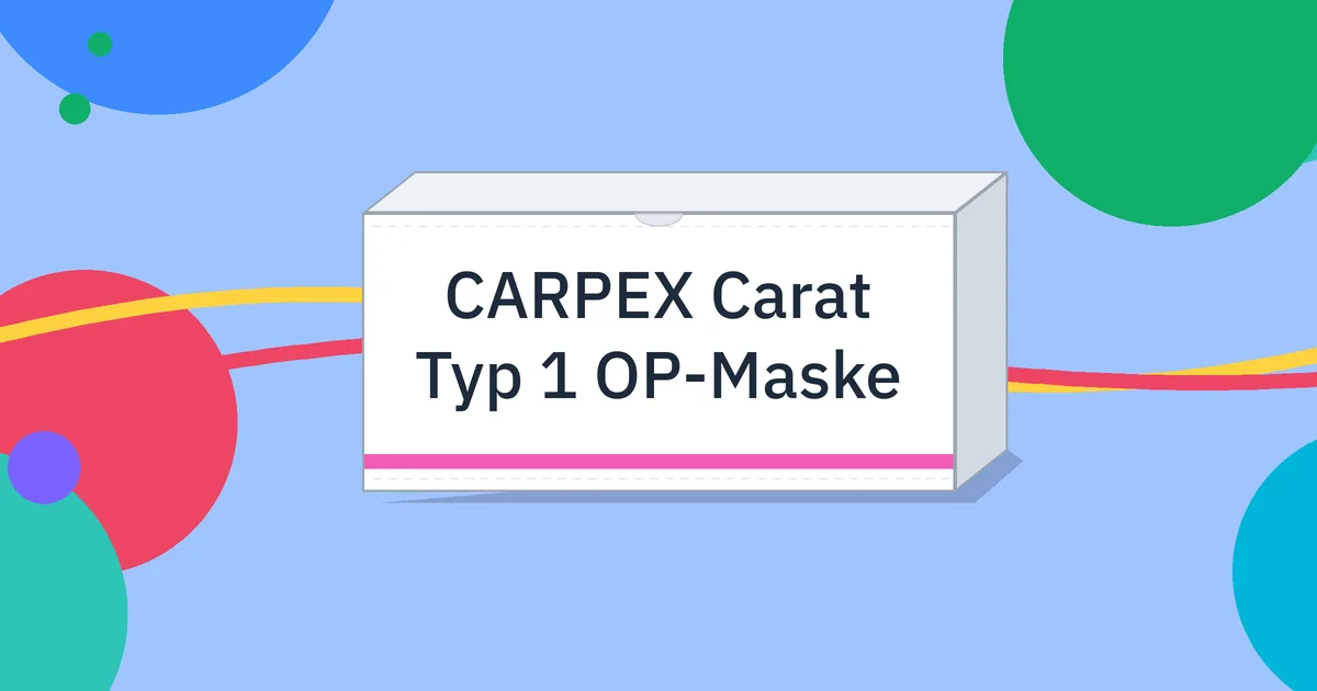 Symbolbild: Packung mit der Aufschrift CARPEX Carat Typ 1 OP-Maske (PZN 04237621) – Verfügbarkeit und Bezug in Apotheken in Frankfurt am Main