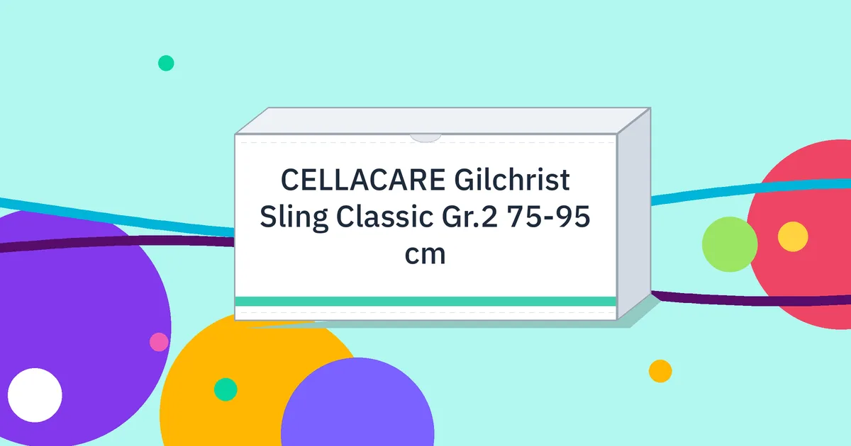 Symbolbild: Packung mit der Aufschrift CELLACARE Gilchrist Sling Classic Gr.2 75-95 cm (PZN 13897150) – Verfügbarkeit und Bezug in Apotheken in Frankfurt am Main