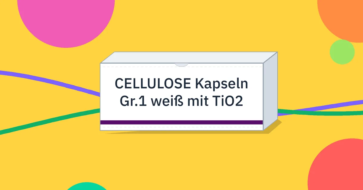 Symbolbild: Packung mit der Aufschrift CELLULOSE Kapseln Gr.1 weiß mit TiO2 (PZN 18770684) – Verfügbarkeit und Bezug in Apotheken in Frankfurt am Main