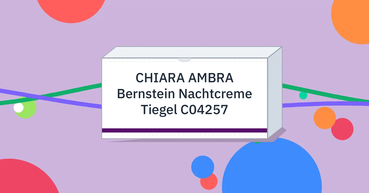 Symbolbild: Packung mit der Aufschrift CHIARA AMBRA Bernstein Nachtcreme Tiegel C04257 (PZN 00591188) – Verfügbarkeit und Bezug in Apotheken in Frankfurt am Main