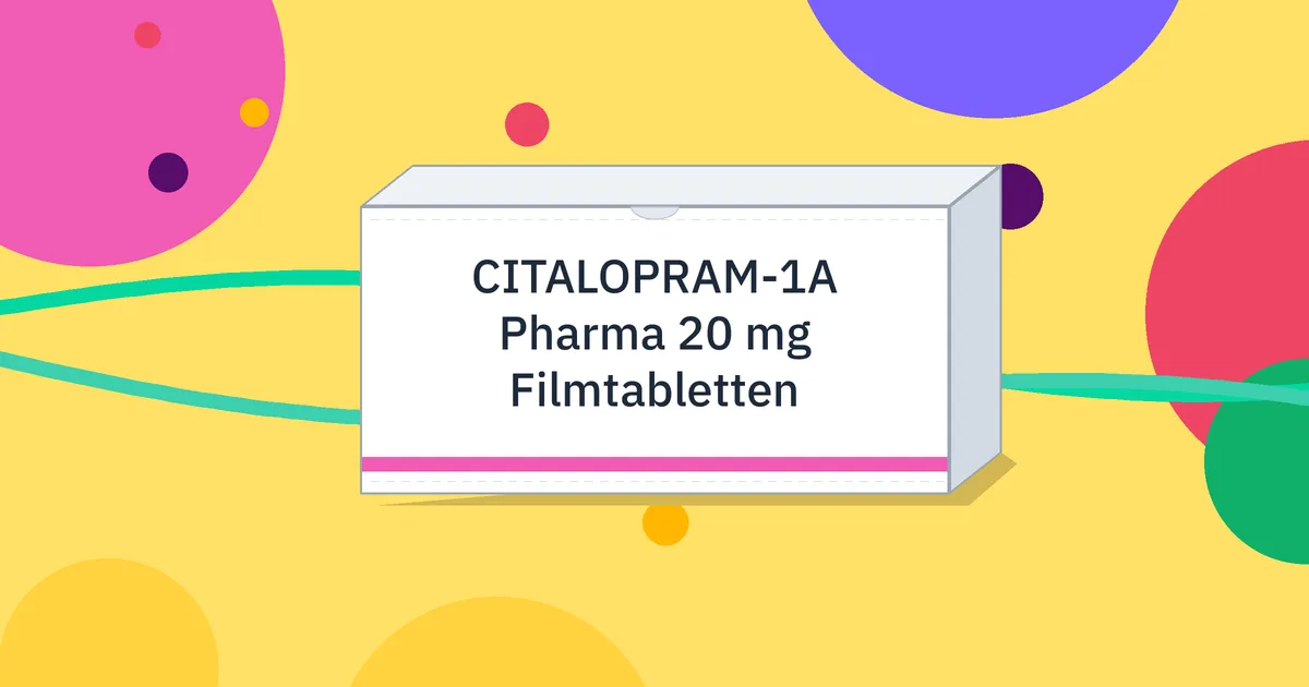 Symbolbild: Packung mit der Aufschrift CITALOPRAM-1A Pharma 20 mg Filmtabletten (PZN 00176868) – Verfügbarkeit und Bezug in Apotheken in Frankfurt am Main