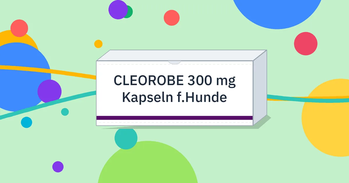 Symbolbild: Packung mit der Aufschrift CLEOROBE 300 mg Kapseln f.Hunde (PZN 02236416) – Verfügbarkeit und Bezug in Apotheken in Frankfurt am Main