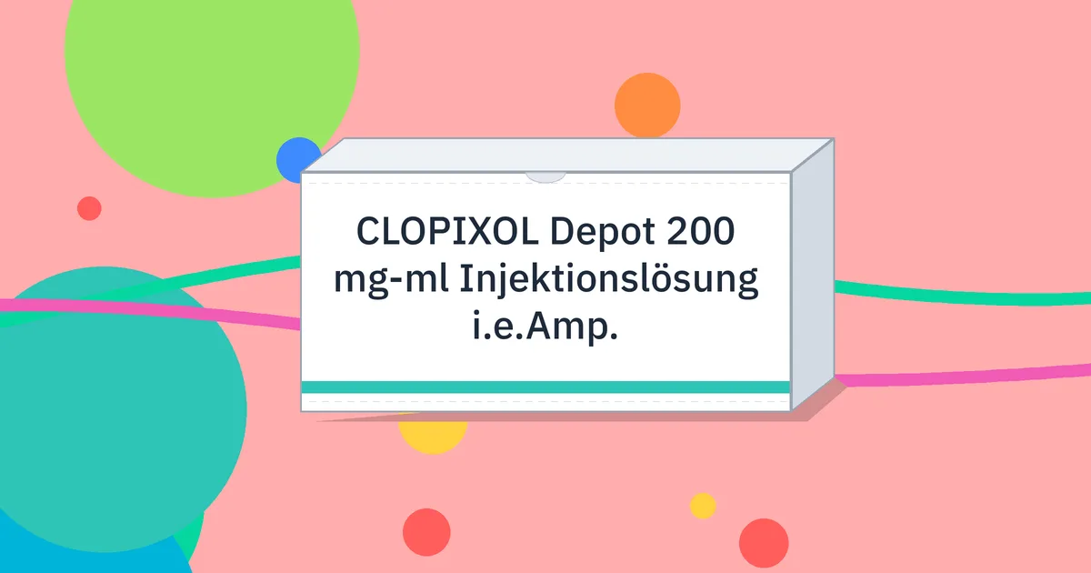 Symbolbild: Packung mit der Aufschrift CLOPIXOL Depot 200 mg-ml Injektionslösung i.e.Amp. (PZN 17585602) – Verfügbarkeit und Bezug in Apotheken in Frankfurt am Main