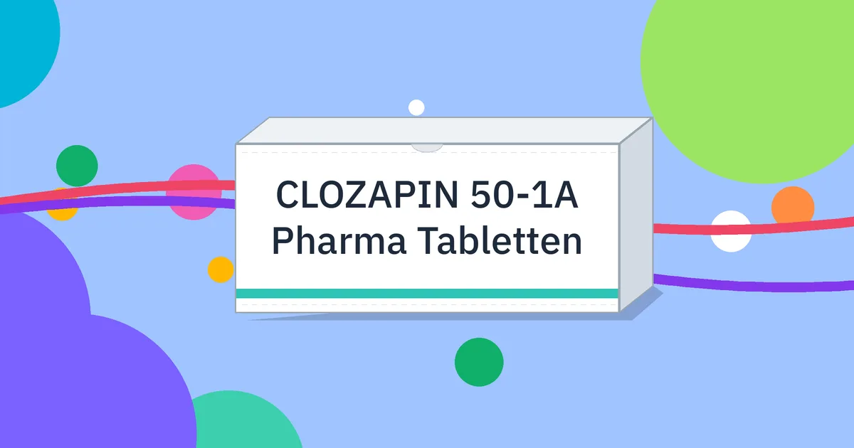 Symbolbild: Packung mit der Aufschrift CLOZAPIN 50-1A Pharma Tabletten (PZN 01664073) – Verfügbarkeit und Bezug in Apotheken in Frankfurt am Main