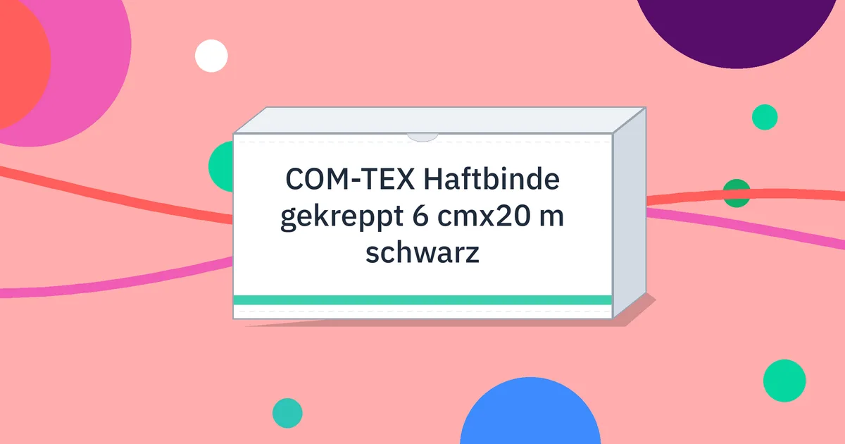 Symbolbild: Packung mit der Aufschrift COM-TEX Haftbinde gekreppt 6 cmx20 m schwarz (PZN 08824640) – Verfügbarkeit und Bezug in Apotheken in Frankfurt am Main