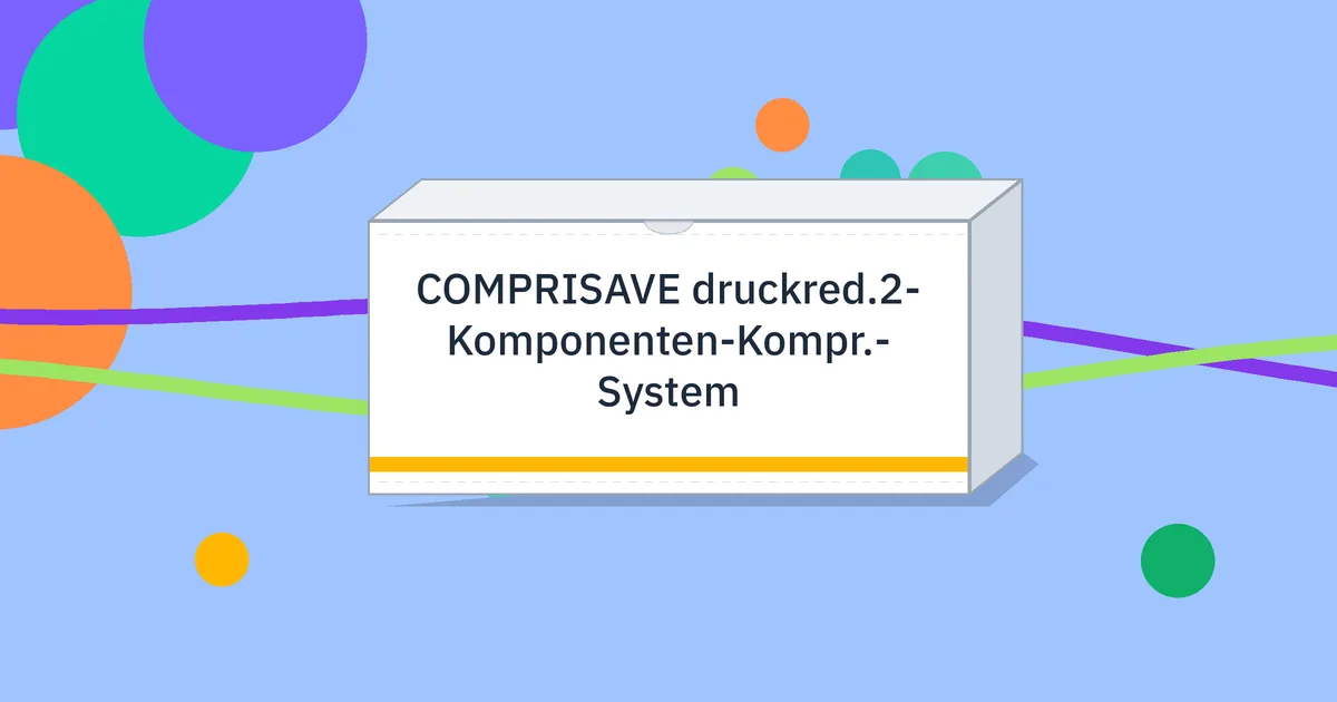 Symbolbild: Packung mit der Aufschrift COMPRISAVE druckred.2-Komponenten-Kompr.-System (PZN 18189417) – Verfügbarkeit und Bezug in Apotheken in Frankfurt am Main