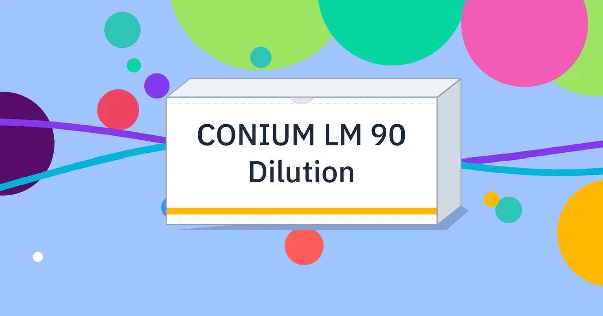Symbolbild: Packung mit der Aufschrift CONIUM LM 90 Dilution (PZN 12833314) – Verfügbarkeit und Bezug in Apotheken in Frankfurt am Main