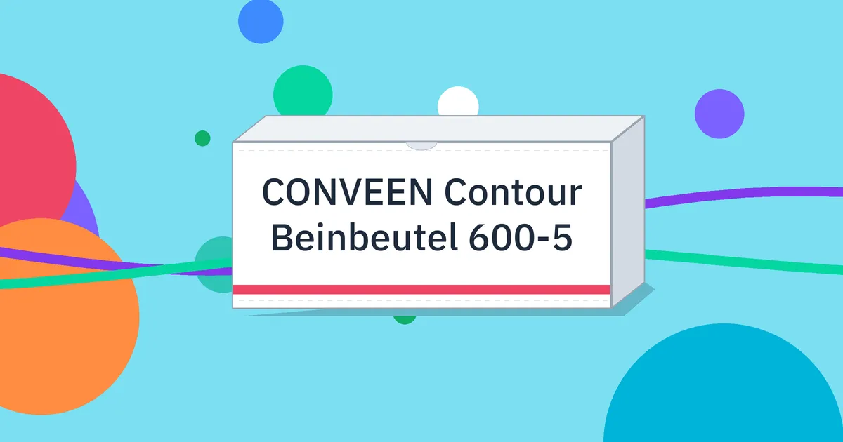 Symbolbild: Packung mit der Aufschrift CONVEEN Contour Beinbeutel 600-5 (PZN 10299690) – Verfügbarkeit und Bezug in Apotheken in Frankfurt am Main
