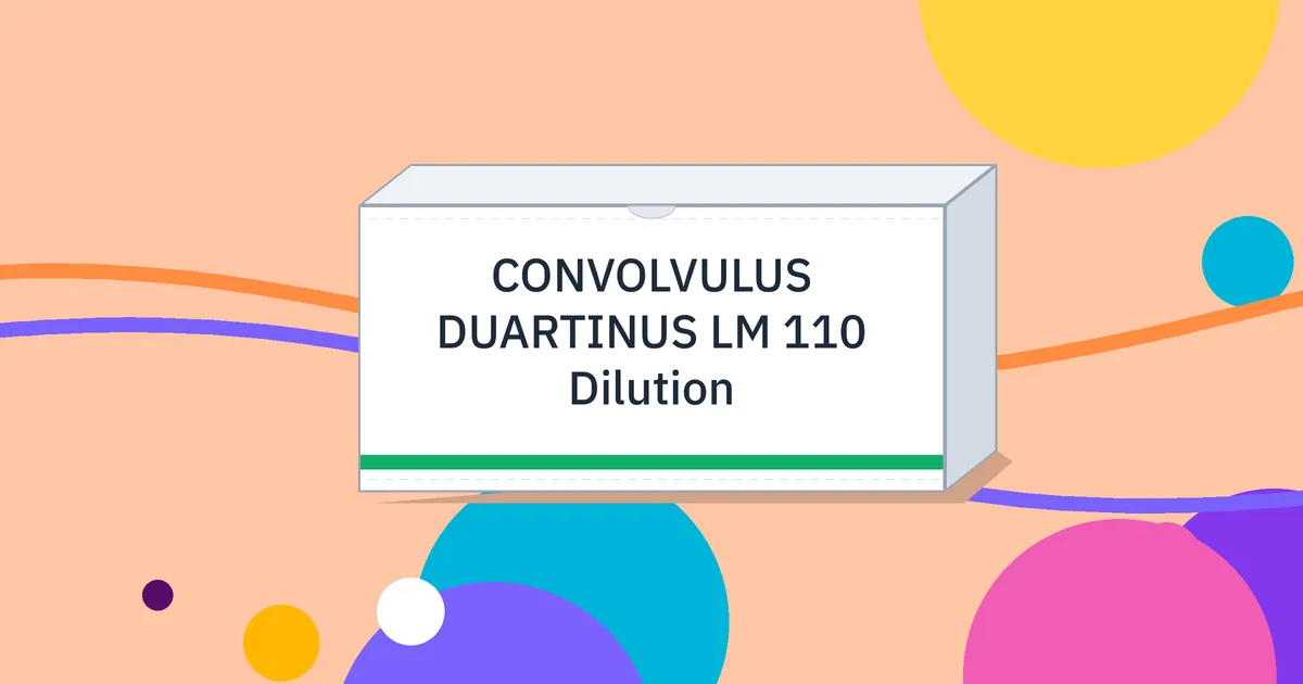 Symbolbild: Packung mit der Aufschrift CONVOLVULUS DUARTINUS LM 110 Dilution (PZN 13450934) – Verfügbarkeit und Bezug in Apotheken in Frankfurt am Main