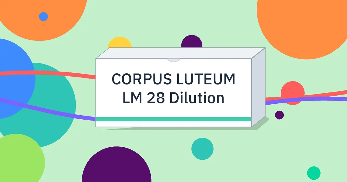 Symbolbild: Packung mit der Aufschrift CORPUS LUTEUM LM 28 Dilution (PZN 12835023) – Verfügbarkeit und Bezug in Apotheken in Frankfurt am Main