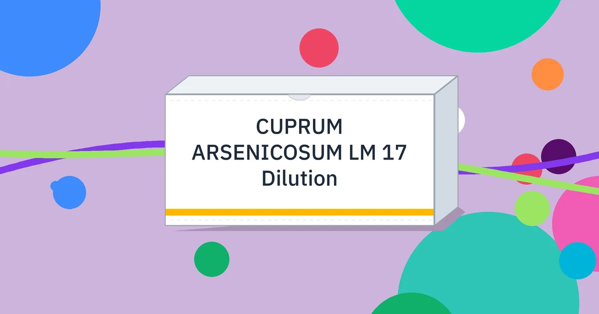 Symbolbild: Packung mit der Aufschrift CUPRUM ARSENICOSUM LM 17 Dilution (PZN 12837789) – Verfügbarkeit und Bezug in Apotheken in Frankfurt am Main