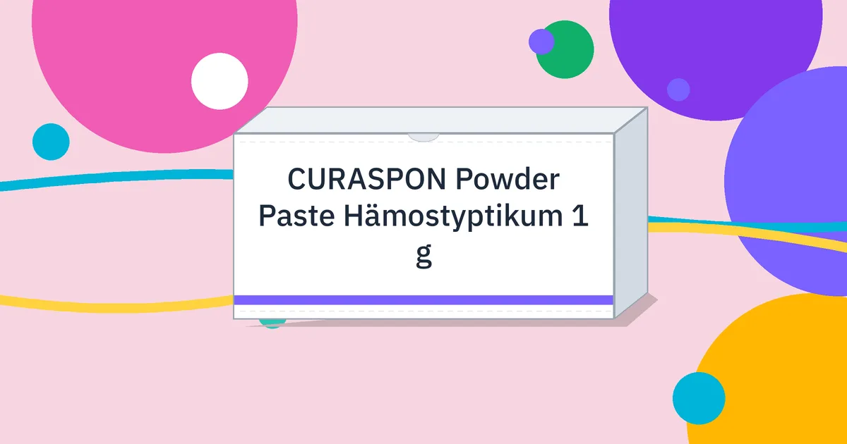 Symbolbild: Packung mit der Aufschrift CURASPON Powder Paste Hämostyptikum 1 g (PZN 09746965) – Verfügbarkeit und Bezug in Apotheken in Frankfurt am Main