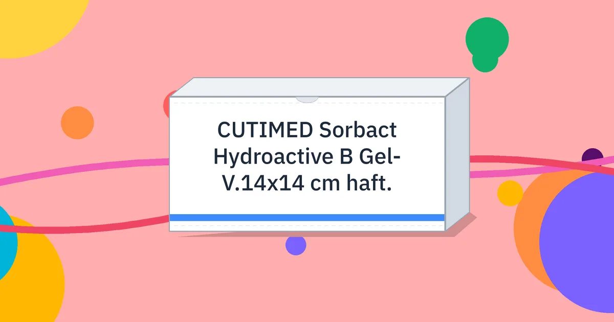 Symbolbild: Packung mit der Aufschrift CUTIMED Sorbact Hydroactive B Gel-V.14x14 cm haft. (PZN 16827730) – Verfügbarkeit und Bezug in Apotheken in Frankfurt am Main