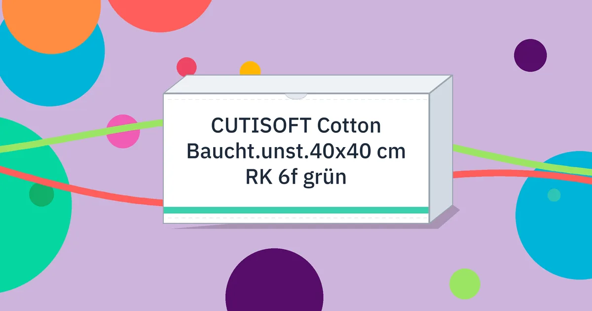 Symbolbild: Packung mit der Aufschrift CUTISOFT Cotton Baucht.unst.40x40 cm RK 6f grün (PZN 03902246) – Verfügbarkeit und Bezug in Apotheken in Frankfurt am Main