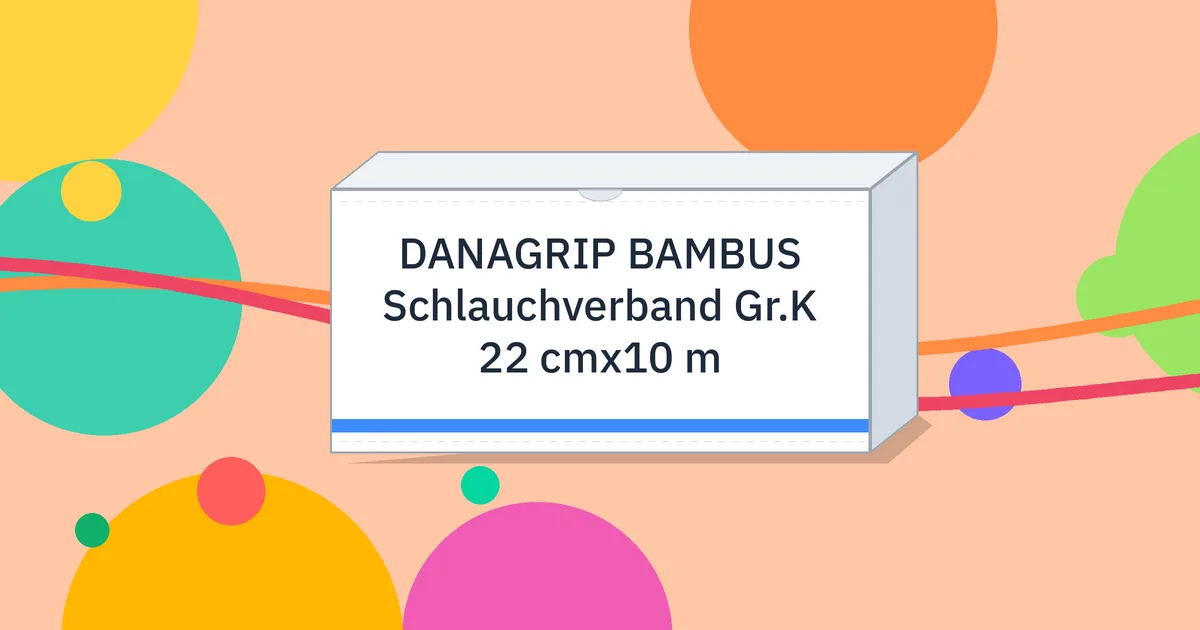Symbolbild: Packung mit der Aufschrift DANAGRIP BAMBUS Schlauchverband Gr.K 22 cmx10 m (PZN 18368545) – Verfügbarkeit und Bezug in Apotheken in Frankfurt am Main