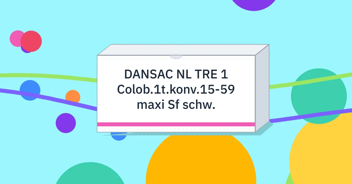 Symbolbild: Packung mit der Aufschrift DANSAC NL TRE 1 Colob.1t.konv.15-59 maxi Sf schw. (PZN 19745010) – Verfügbarkeit und Bezug in Apotheken in Frankfurt am Main