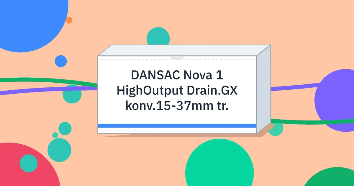 Symbolbild: Packung mit der Aufschrift DANSAC Nova 1 HighOutput Drain.GX konv.15-37mm tr. (PZN 12585276) – Verfügbarkeit und Bezug in Apotheken in Frankfurt am Main