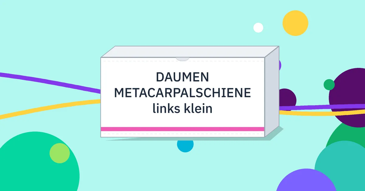 Symbolbild: Packung mit der Aufschrift DAUMEN METACARPALSCHIENE links klein (PZN 02639396) – Verfügbarkeit und Bezug in Apotheken in Frankfurt am Main
