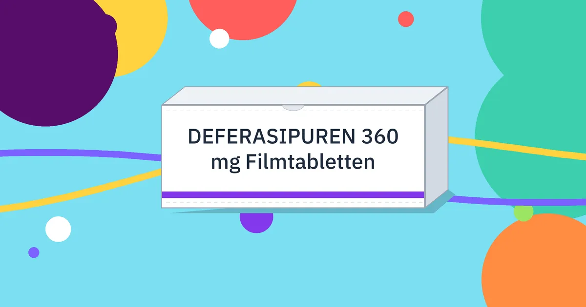 Symbolbild: Packung mit der Aufschrift DEFERASIPUREN 360 mg Filmtabletten (PZN 16861804) – Verfügbarkeit und Bezug in Apotheken in Frankfurt am Main