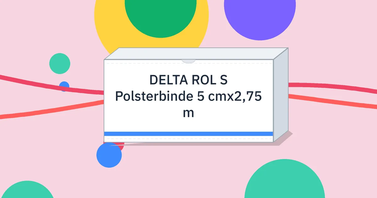 Symbolbild: Packung mit der Aufschrift DELTA ROL S Polsterbinde 5 cmx2,75 m (PZN 08654238) – Verfügbarkeit und Bezug in Apotheken in Frankfurt am Main