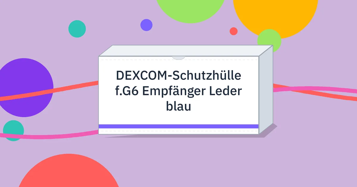 Symbolbild: Packung mit der Aufschrift DEXCOM-Schutzhülle f.G6 Empfänger Leder blau (PZN 15391012) – Verfügbarkeit und Bezug in Apotheken in Frankfurt am Main
