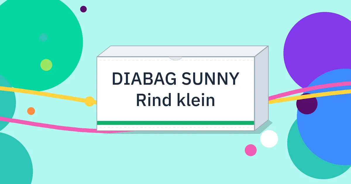 Symbolbild: Packung mit der Aufschrift DIABAG SUNNY Rind klein (PZN 12909112) – Verfügbarkeit und Bezug in Apotheken in Frankfurt am Main