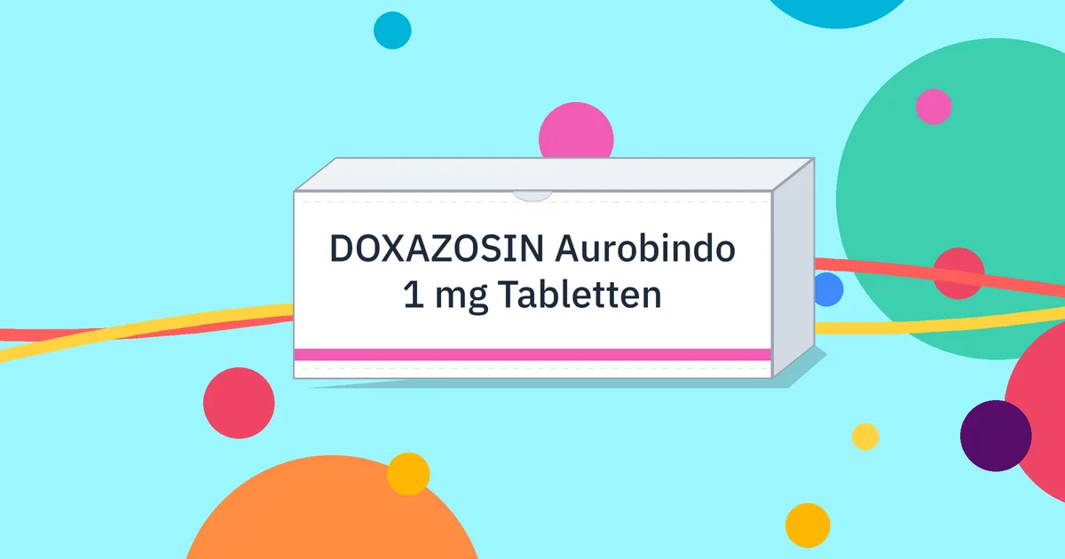 Symbolbild: Packung mit der Aufschrift DOXAZOSIN Aurobindo 1 mg Tabletten (PZN 03737468) – Verfügbarkeit und Bezug in Apotheken in Frankfurt am Main
