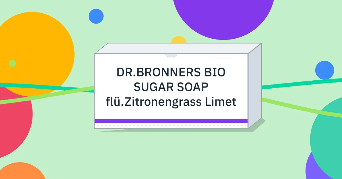 Symbolbild: Packung mit der Aufschrift DR.BRONNERS BIO SUGAR SOAP flü.Zitronengrass Limet (PZN 19242094) – Verfügbarkeit und Bezug in Apotheken in Frankfurt am Main