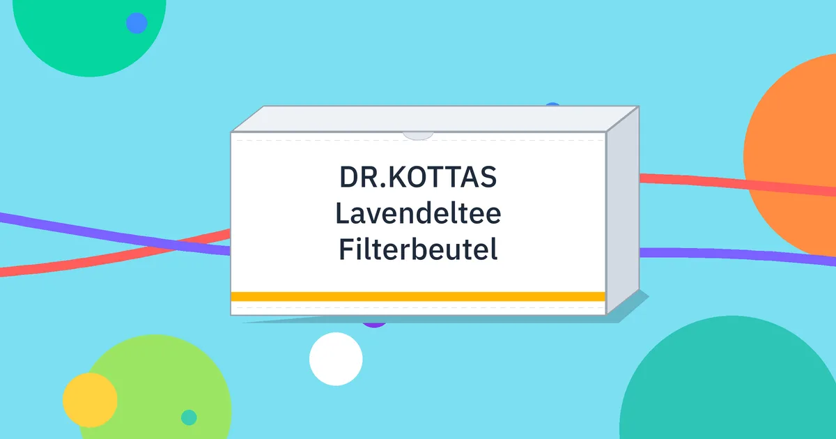 Symbolbild: Packung mit der Aufschrift DR.KOTTAS Lavendeltee Filterbeutel (PZN 08791739) – Verfügbarkeit und Bezug in Apotheken in Frankfurt am Main