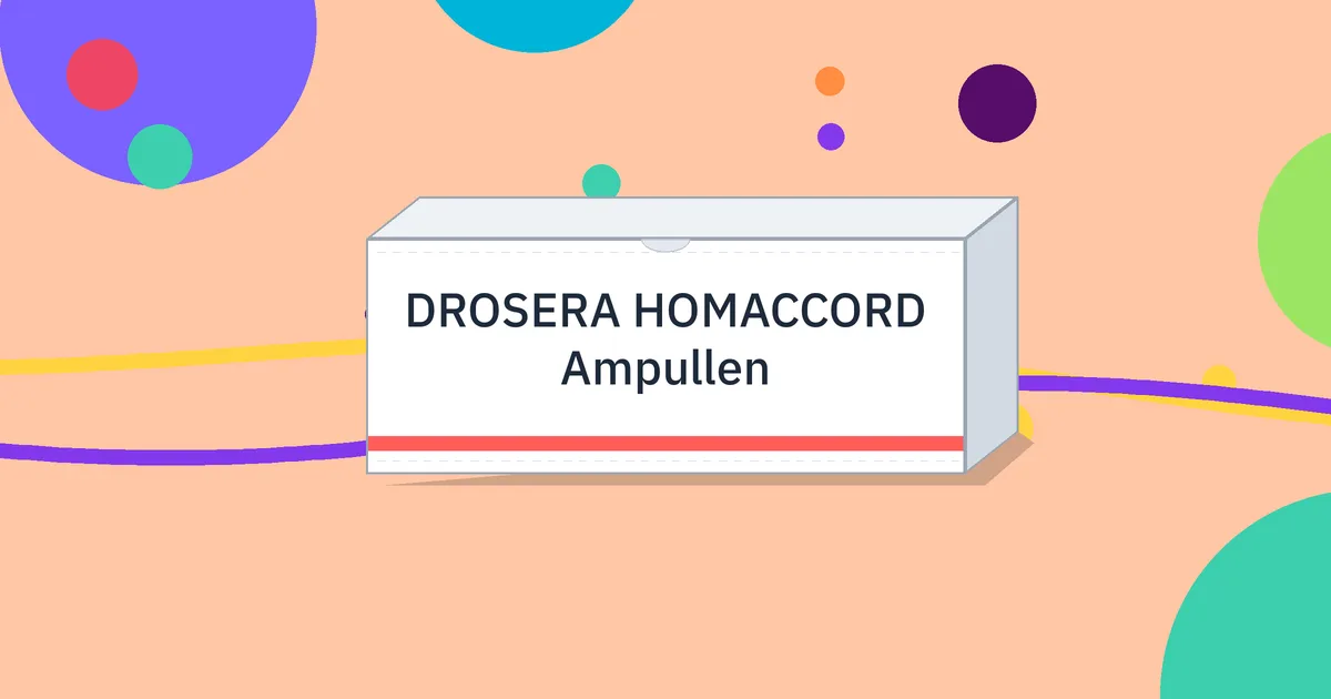 Symbolbild: Packung mit der Aufschrift DROSERA HOMACCORD Ampullen (PZN 00304970) – Verfügbarkeit und Bezug in Apotheken in Frankfurt am Main