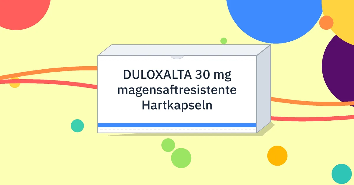 Symbolbild: Packung mit der Aufschrift DULOXALTA 30 mg magensaftresistente Hartkapseln (PZN 11589007) – Verfügbarkeit und Bezug in Apotheken in Frankfurt am Main