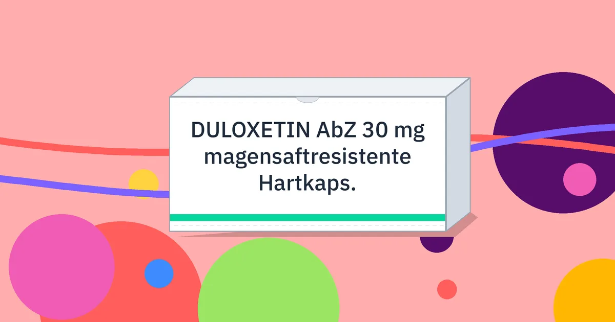 Symbolbild: Packung mit der Aufschrift DULOXETIN AbZ 30 mg magensaftresistente Hartkaps. (PZN 10525318) – Verfügbarkeit und Bezug in Apotheken in Frankfurt am Main
