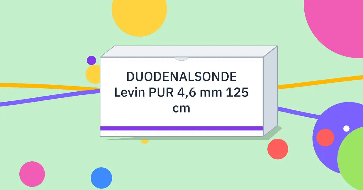 Symbolbild: Packung mit der Aufschrift DUODENALSONDE Levin PUR 4,6 mm 125 cm (PZN 00989525) – Verfügbarkeit und Bezug in Apotheken in Frankfurt am Main