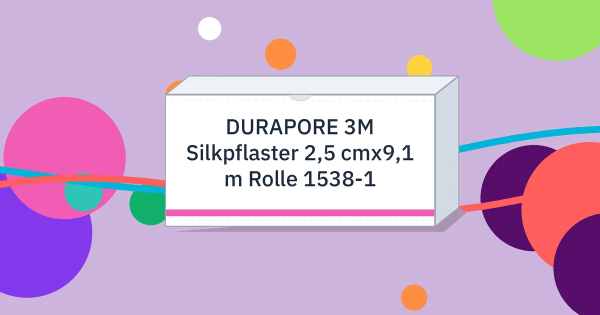 Symbolbild: Packung mit der Aufschrift DURAPORE 3M Silkpflaster 2,5 cmx9,1 m Rolle 1538-1 (PZN 15591573) – Verfügbarkeit und Bezug in Apotheken in Frankfurt am Main