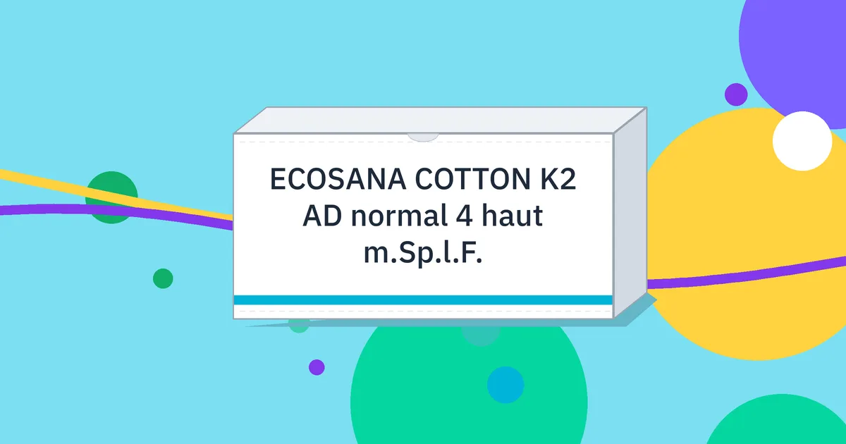 Symbolbild: Packung mit der Aufschrift ECOSANA COTTON K2 AD normal 4 haut m.Sp.l.F. (PZN 16947871) – Verfügbarkeit und Bezug in Apotheken in Frankfurt am Main