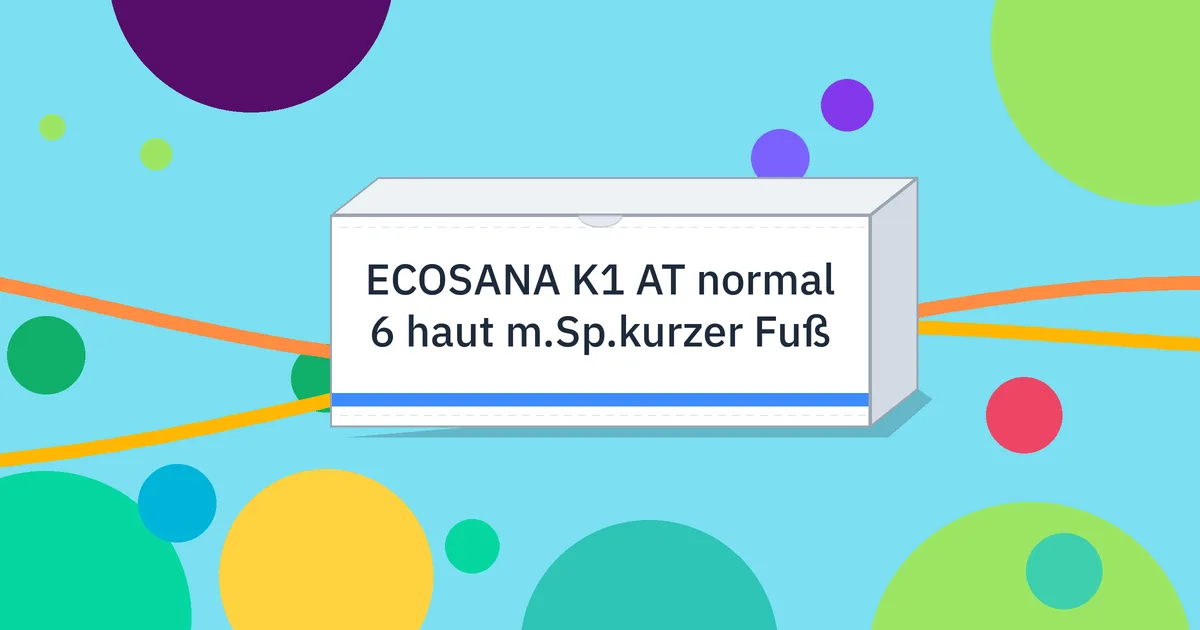 Symbolbild: Packung mit der Aufschrift ECOSANA K1 AT normal 6 haut m.Sp.kurzer Fuß (PZN 04732243) – Verfügbarkeit und Bezug in Apotheken in Frankfurt am Main