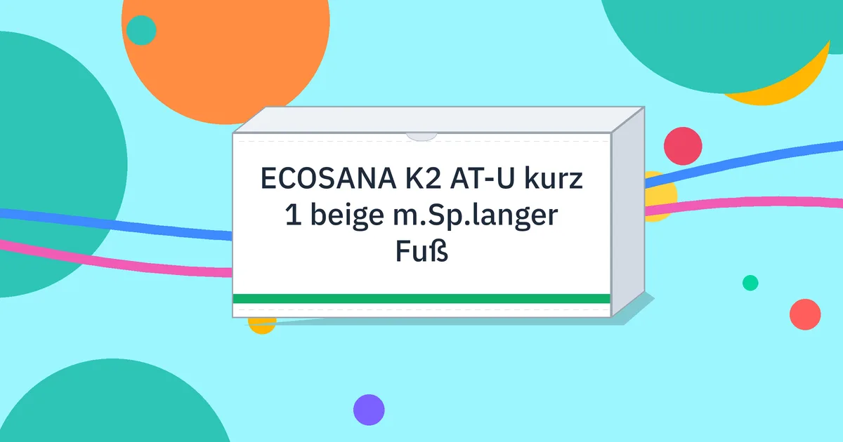 Symbolbild: Packung mit der Aufschrift ECOSANA K2 AT-U kurz 1 beige m.Sp.langer Fuß (PZN 10954574) – Verfügbarkeit und Bezug in Apotheken in Frankfurt am Main