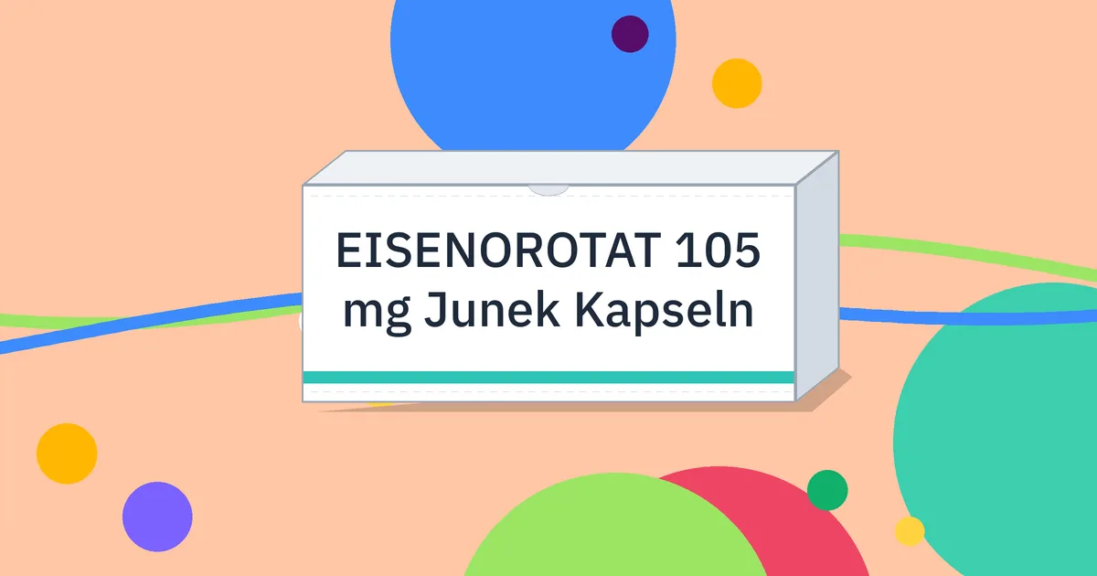 Symbolbild: Packung mit der Aufschrift EISENOROTAT 105 mg Junek Kapseln (PZN 16934963) – Verfügbarkeit und Bezug in Apotheken in Frankfurt am Main