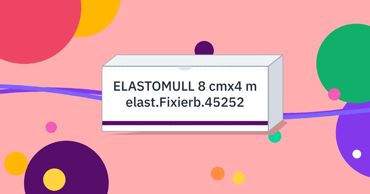 Symbolbild: Packung mit der Aufschrift ELASTOMULL 8 cmx4 m elast.Fixierb.45252 (PZN 18166764) – Verfügbarkeit und Bezug in Apotheken in Frankfurt am Main