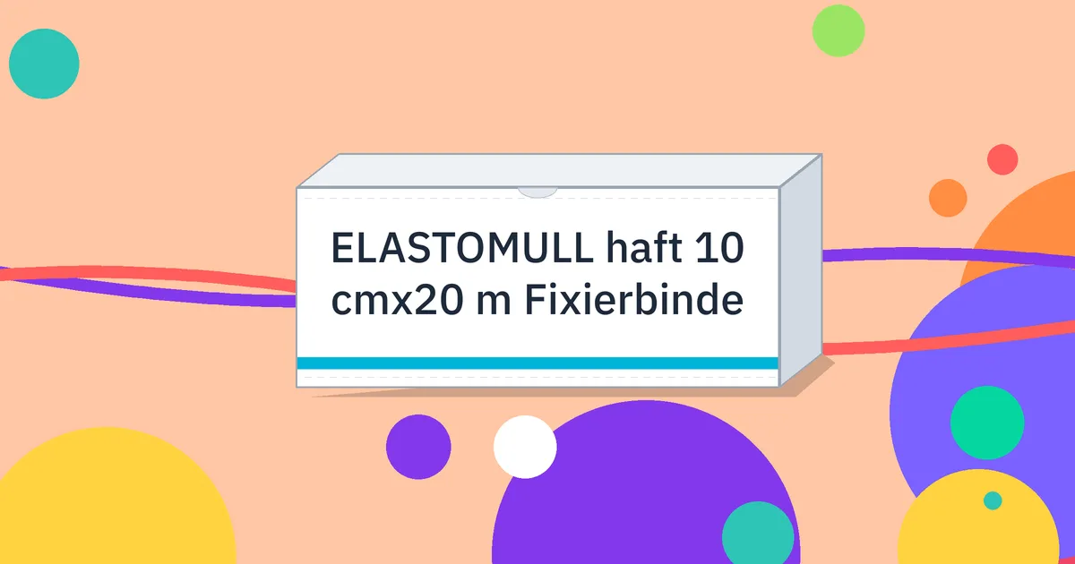 Symbolbild: Packung mit der Aufschrift ELASTOMULL haft 10 cmx20 m Fixierbinde (PZN 19347485) – Verfügbarkeit und Bezug in Apotheken in Frankfurt am Main