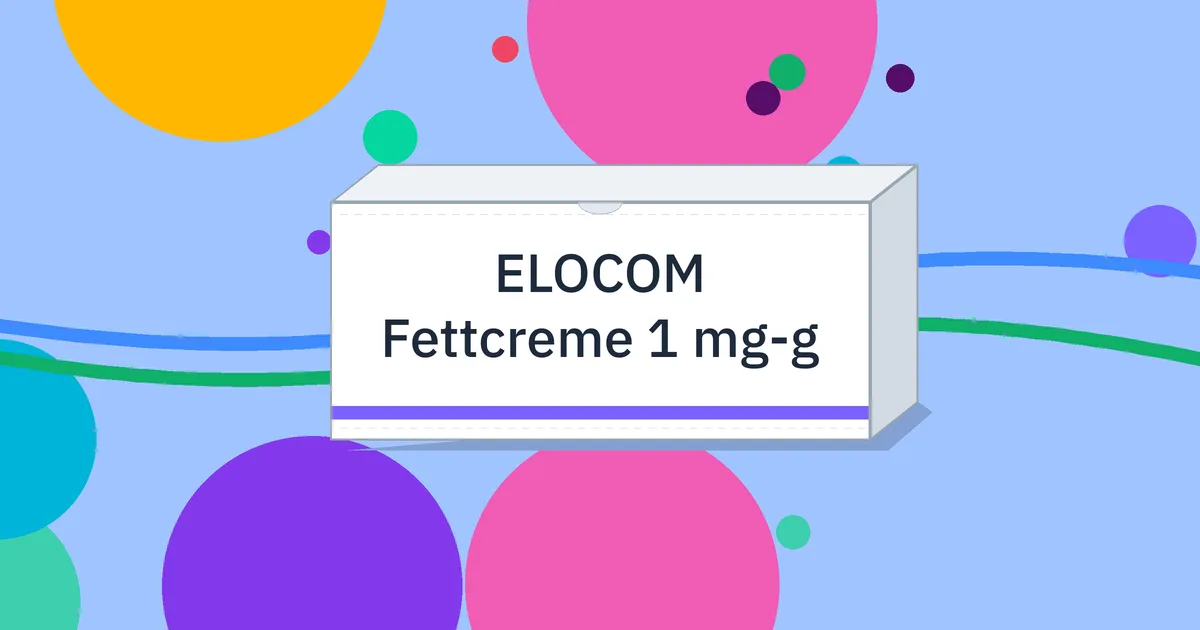 Symbolbild: Packung mit der Aufschrift ELOCOM Fettcreme 1 mg-g (PZN 19103760) – Verfügbarkeit und Bezug in Apotheken in Frankfurt am Main