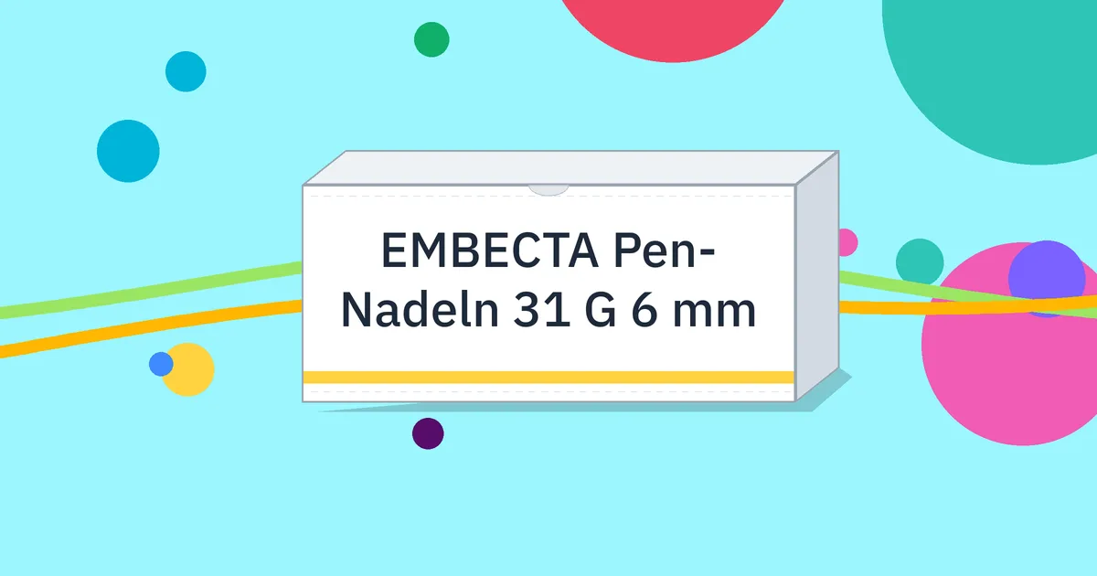 Symbolbild: Packung mit der Aufschrift EMBECTA Pen-Nadeln 31 G 6 mm (PZN 20603752) – Verfügbarkeit und Bezug in Apotheken in Frankfurt am Main
