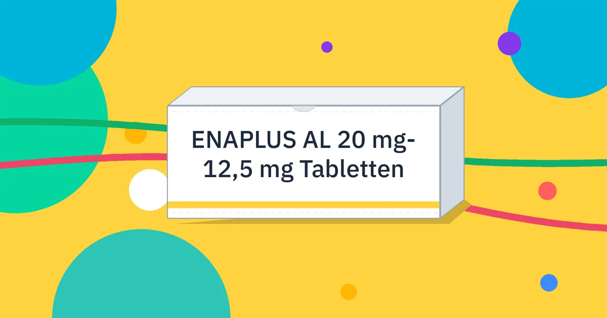 Symbolbild: Packung mit der Aufschrift ENAPLUS AL 20 mg-12,5 mg Tabletten (PZN 00294941) – Verfügbarkeit und Bezug in Apotheken in Frankfurt am Main