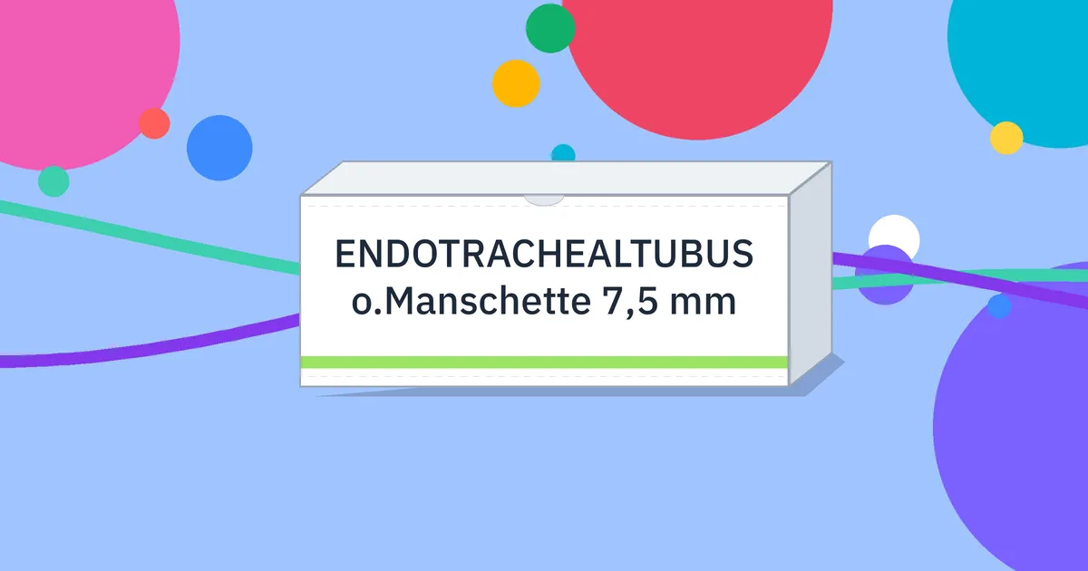 Symbolbild: Packung mit der Aufschrift ENDOTRACHEALTUBUS o.Manschette 7,5 mm (PZN 08887221) – Verfügbarkeit und Bezug in Apotheken in Frankfurt am Main