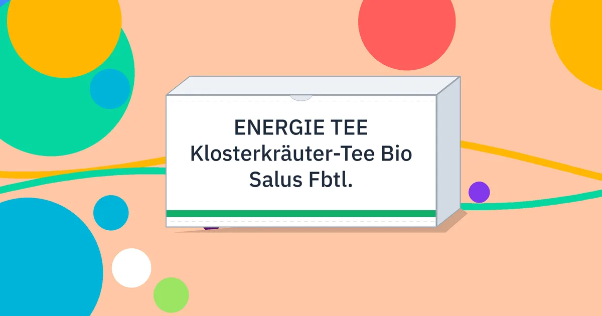 Symbolbild: Packung mit der Aufschrift ENERGIE TEE Klosterkräuter-Tee Bio Salus Fbtl. (PZN 00221505) – Verfügbarkeit und Bezug in Apotheken in Frankfurt am Main