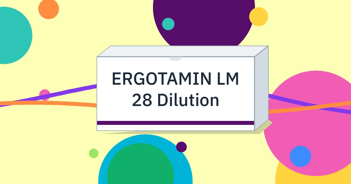 Symbolbild: Packung mit der Aufschrift ERGOTAMIN LM 28 Dilution (PZN 12845062) – Verfügbarkeit und Bezug in Apotheken in Frankfurt am Main