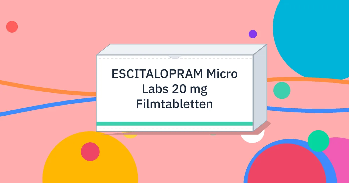 Symbolbild: Packung mit der Aufschrift ESCITALOPRAM Micro Labs 20 mg Filmtabletten (PZN 11695985) – Verfügbarkeit und Bezug in Apotheken in Frankfurt am Main