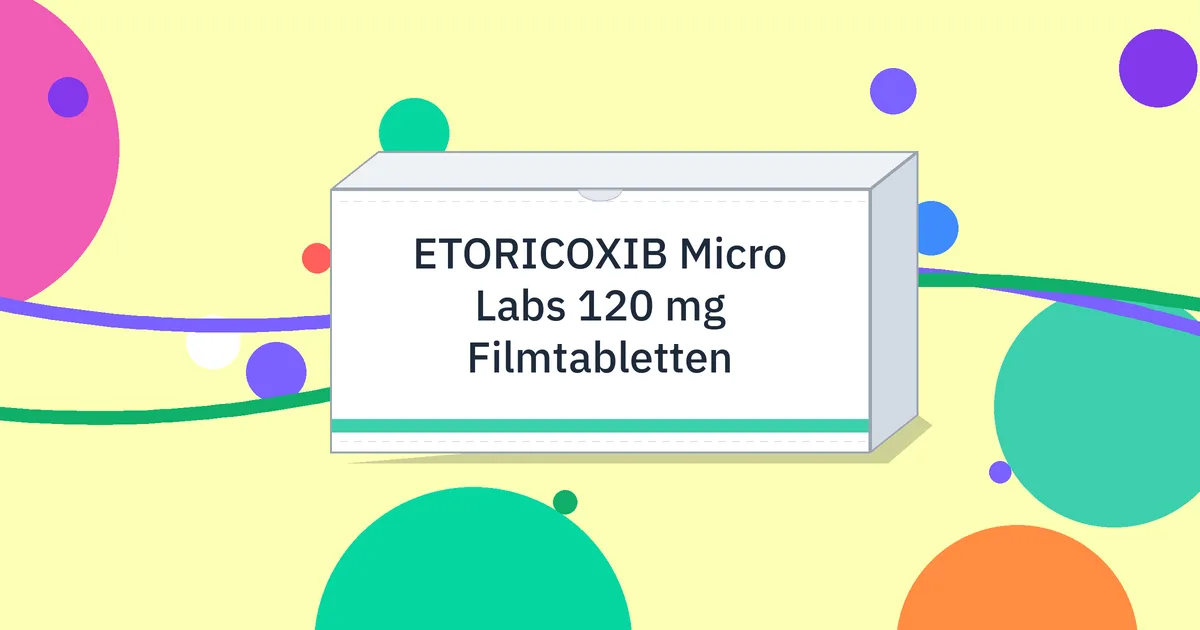 Symbolbild: Packung mit der Aufschrift ETORICOXIB Micro Labs 120 mg Filmtabletten (PZN 12637949) – Verfügbarkeit und Bezug in Apotheken in Frankfurt am Main