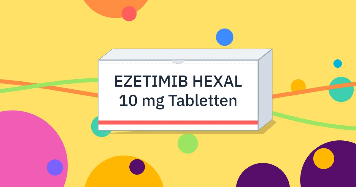 Symbolbild: Packung mit der Aufschrift EZETIMIB HEXAL 10 mg Tabletten (PZN 18109424) – Verfügbarkeit und Bezug in Apotheken in Frankfurt am Main