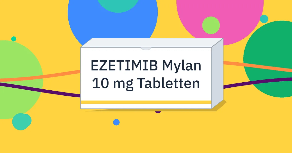 Symbolbild: Packung mit der Aufschrift EZETIMIB Mylan 10 mg Tabletten (PZN 13750240) – Verfügbarkeit und Bezug in Apotheken in Frankfurt am Main